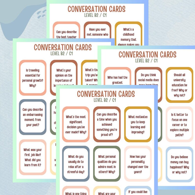 100+ ESL Practice Conversation Cards, English Learning, Homeschooling ...