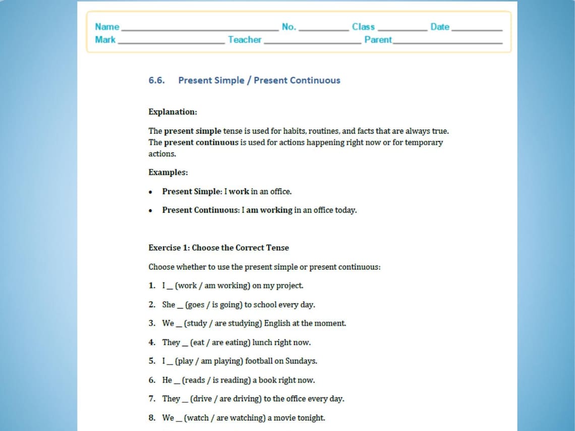 ESL Grammar Worksheets, 35 English Practice Sheets (PDF) - Etsy