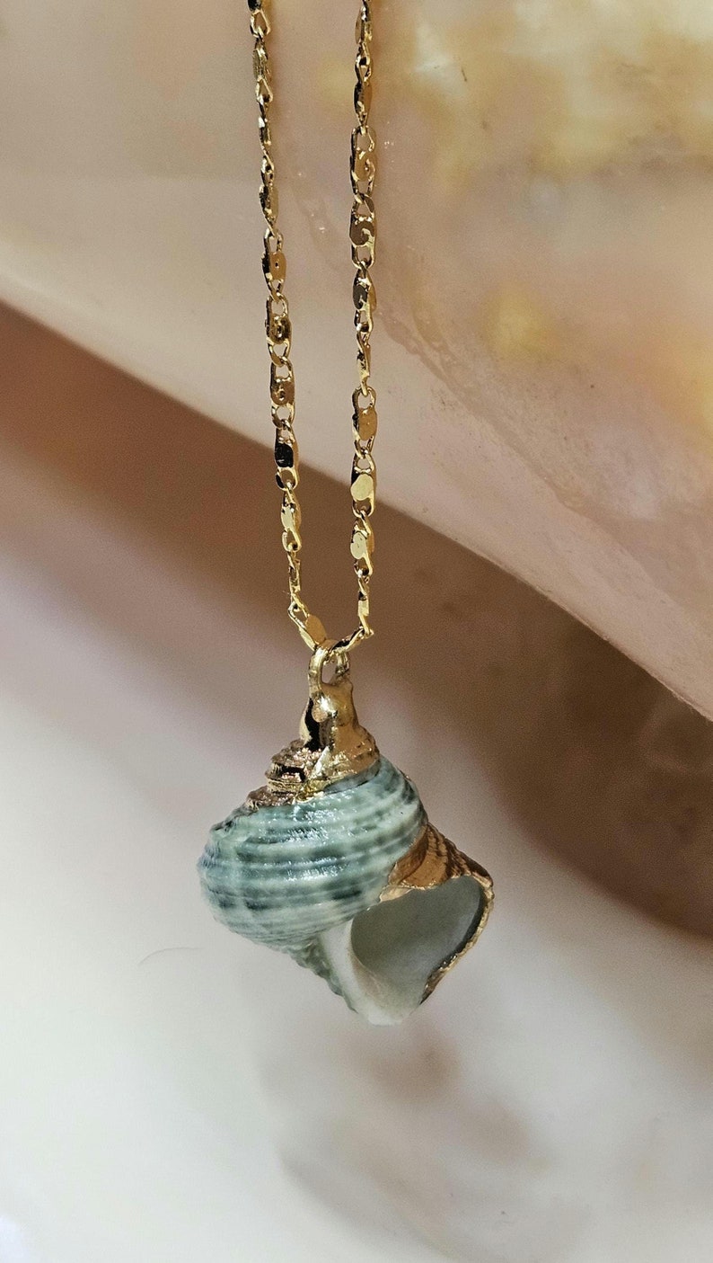 18K Gold-filled Necklace With Turbo Shell and Herkimer Diamond - Etsy