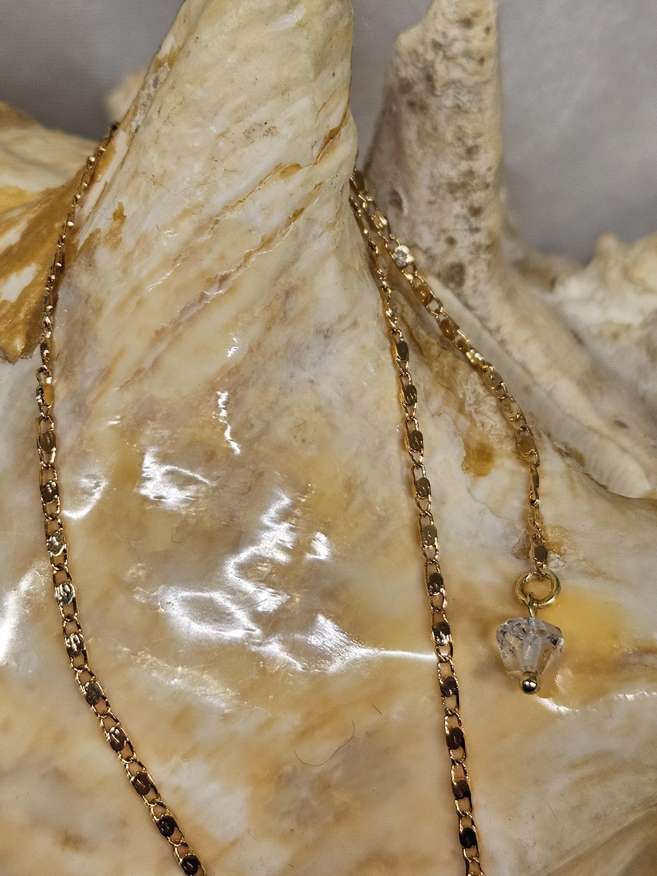 18K Gold-filled Necklace With Turbo Shell and Herkimer Diamond - Etsy