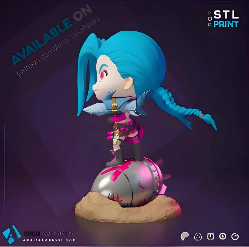 Jinx Chibi 3D Print Jinx STL Model STL League of Legends Character - Etsy