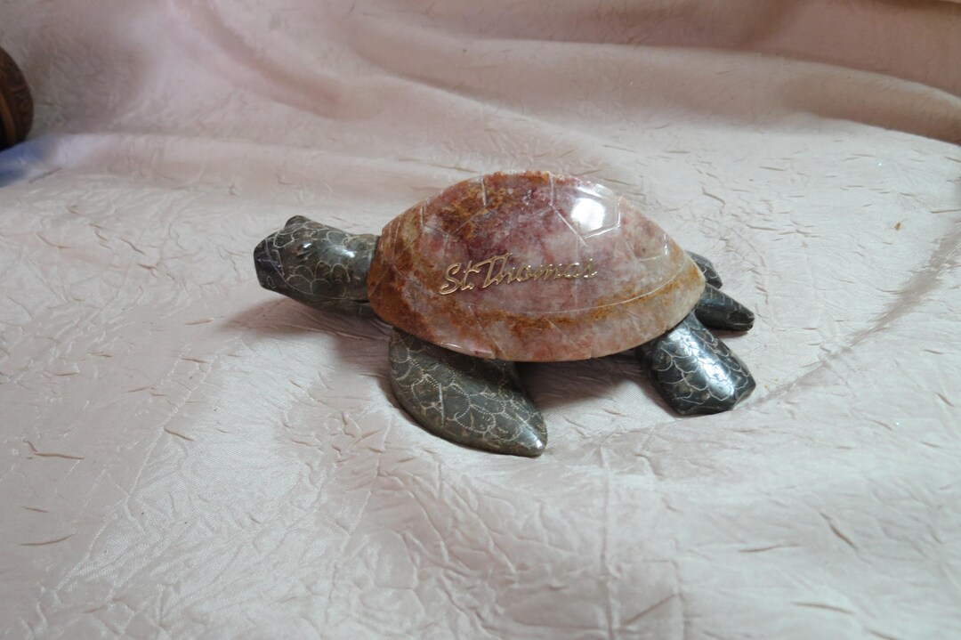 Hand Carved Stone Sea Turtle, Nautical Decor, Sculpture, Office Decor ...