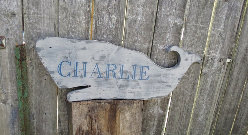 Personalized Wooden Whale Sign, Hand Cut Whale Trade Sign Primitive ...