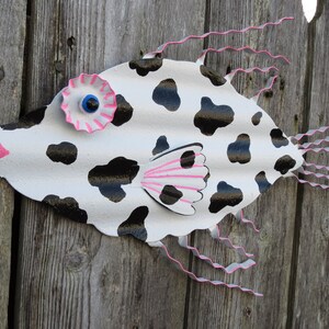 Fun Whimsy Metal Painted Fish Wall or Outdoor Art Decor Beach Lake ...