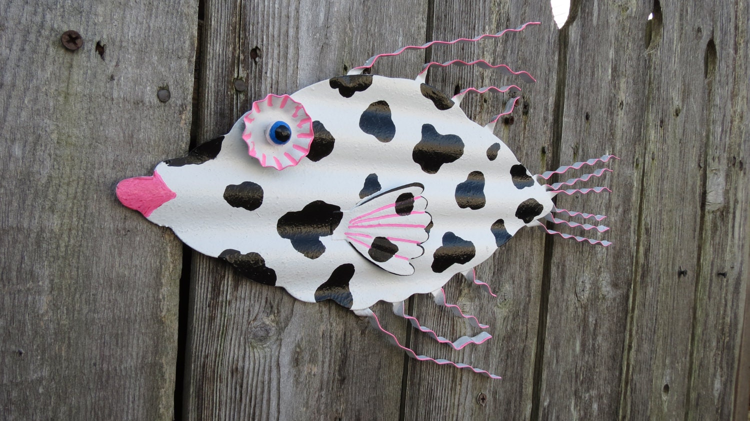 Fun Whimsy Metal Painted Fish Wall or Outdoor Art Decor Beach | Etsy