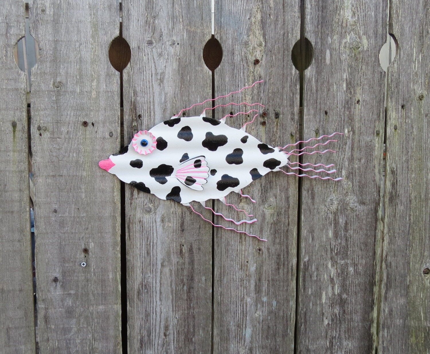 Fun Whimsy Metal Painted Fish Wall or Outdoor Art Decor Beach | Etsy