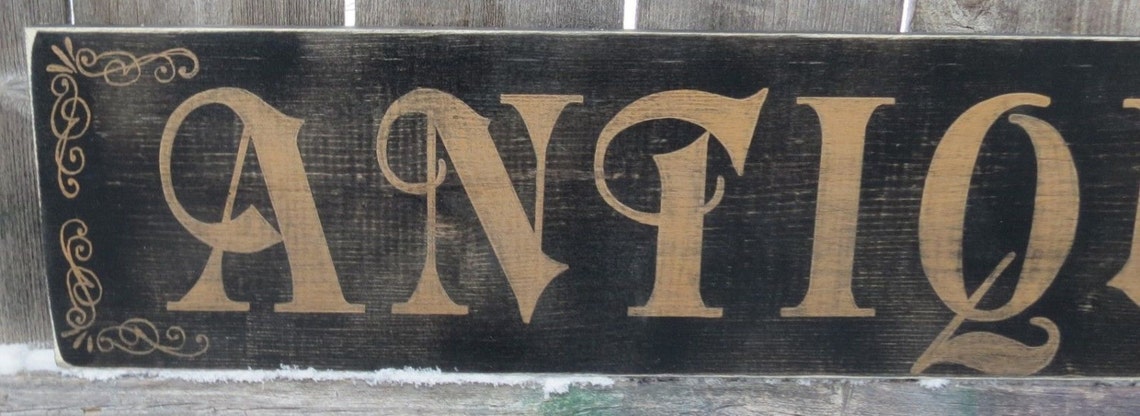 Hand Painted Rustic ANTIQUES Wood Sign Primitive Vintage look | Etsy