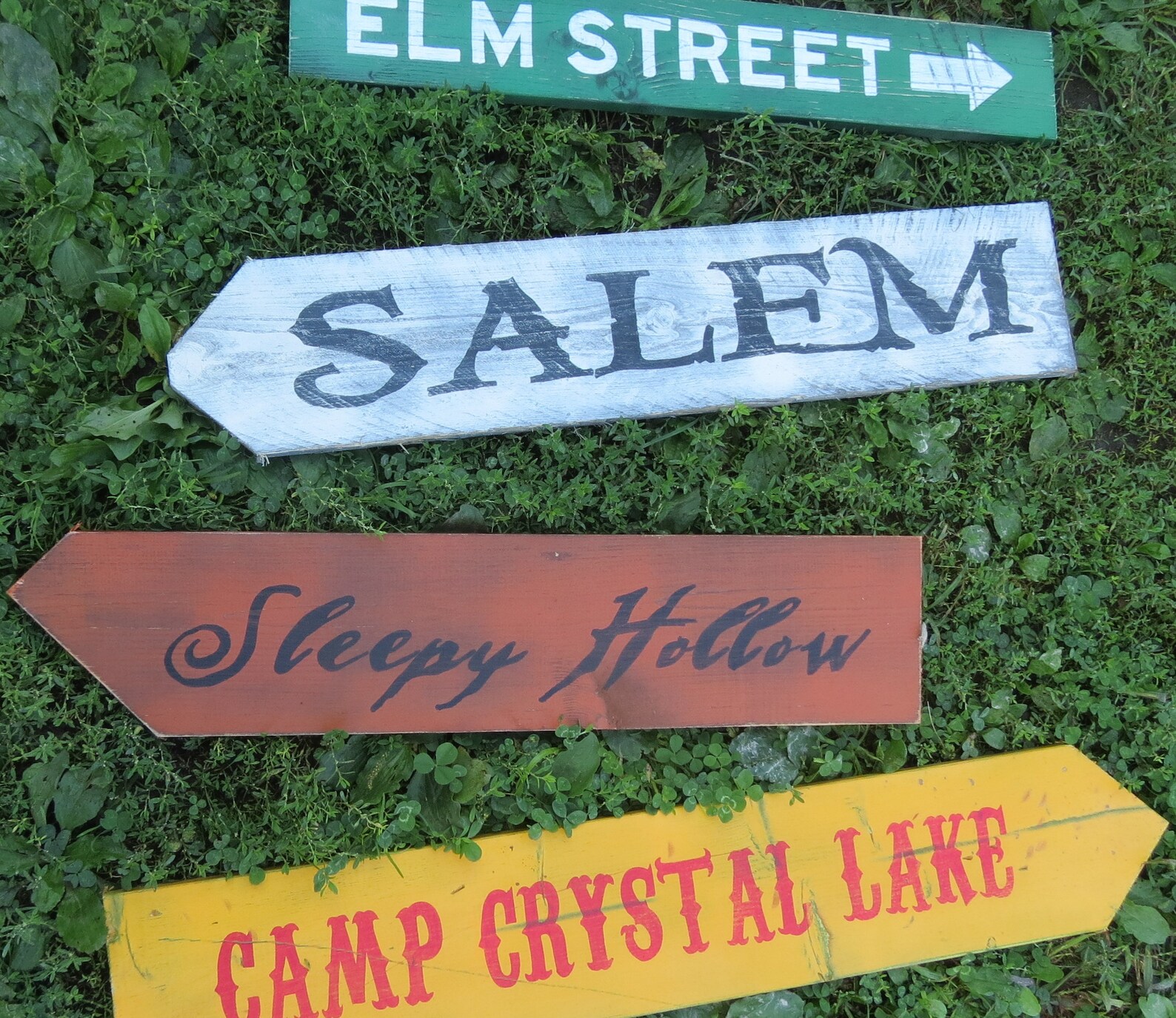 7 Halloween Arrows, Hand Painted Wood Directional Signs Destination ...