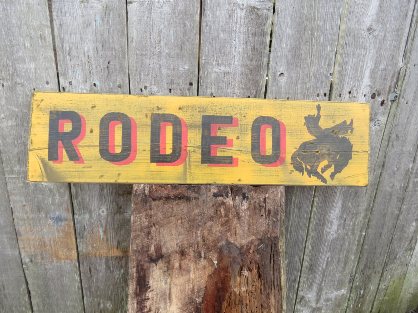 Rodeo Hand Painted Distressed Wood Sign Custom Colors Primitive ...