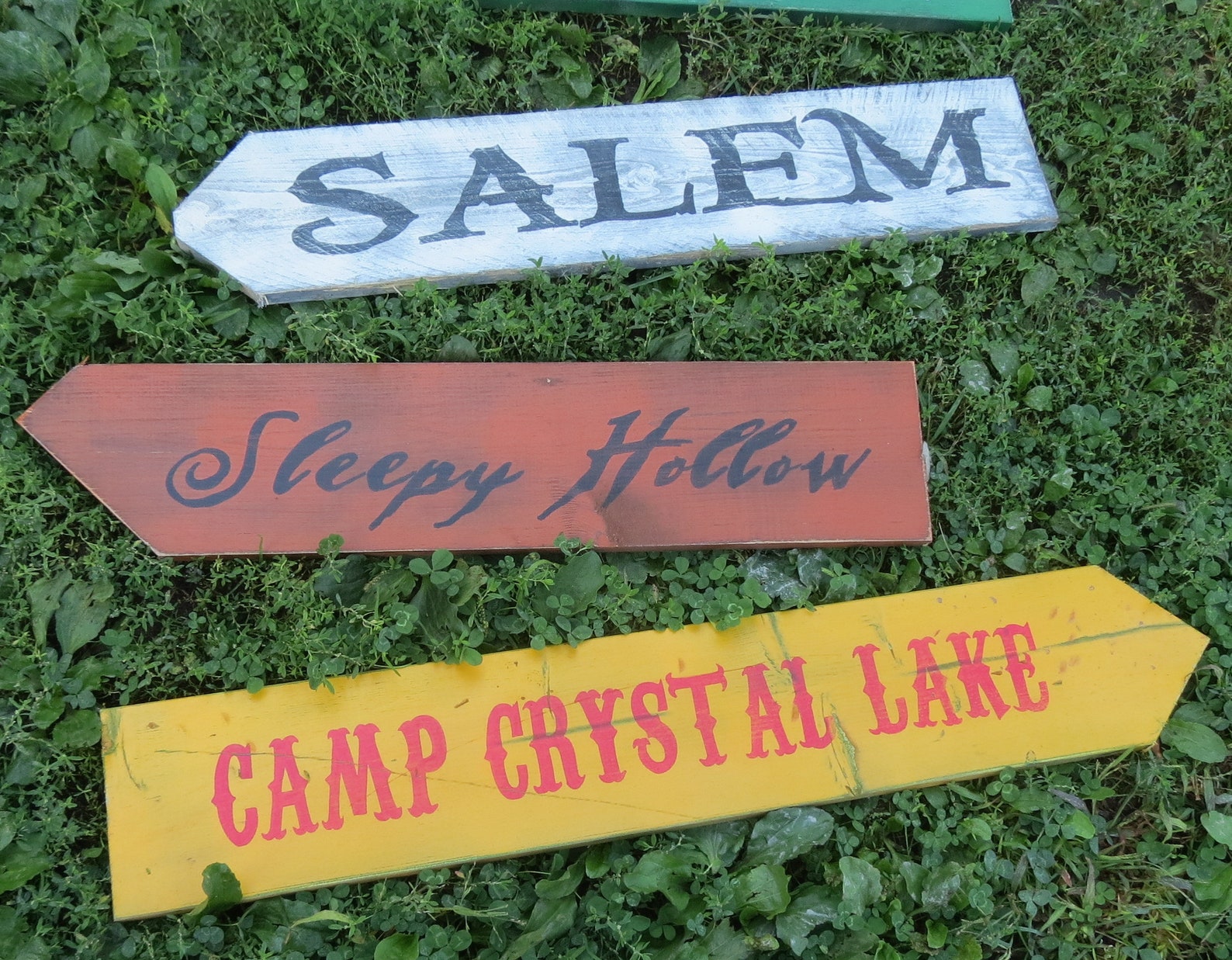 7 Halloween Arrows, Hand Painted Wood Directional Signs Destination ...