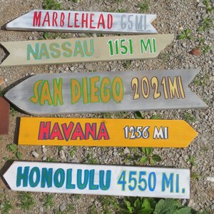 6 Hand Painted Wood Directional Signs Destination Sign Arrow Sign ...