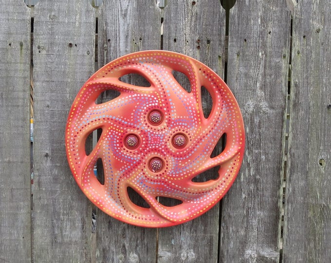 Fun Whimsy Hubcap Flower Hub Cap Art Hand Painted Wall or - Etsy