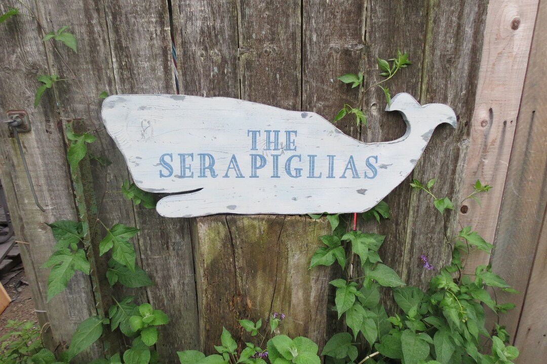 Personalized Wooden Whale Sign, Hand Cut Whale Trade Sign Primitive ...