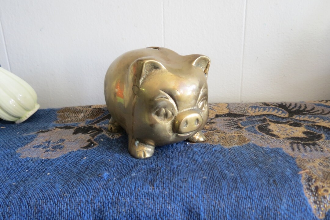 Vintage Brass Cute Piggy Bank, Table Decor, Office Decor, Mid Century ...