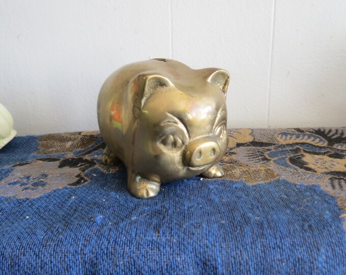Vintage Brass Cute Piggy Bank, Table Decor, Office Decor, Mid Century ...