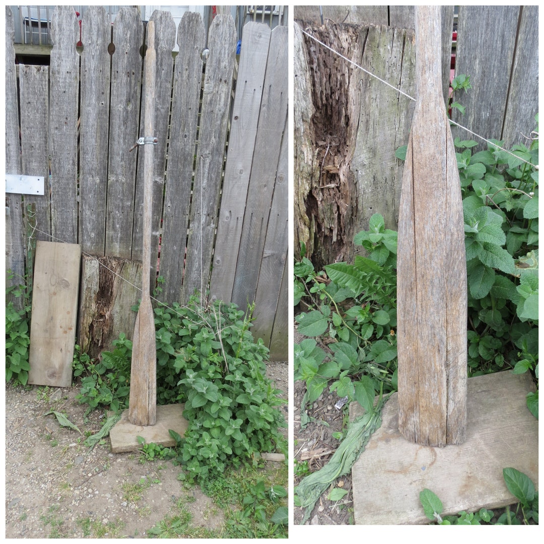 Old Vintage Boat Oar With Hardware, Rustic Weathered Wood Oar, Beach ...