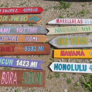 6 Hand Painted Wood Directional Signs Destination Sign Arrow Sign ...