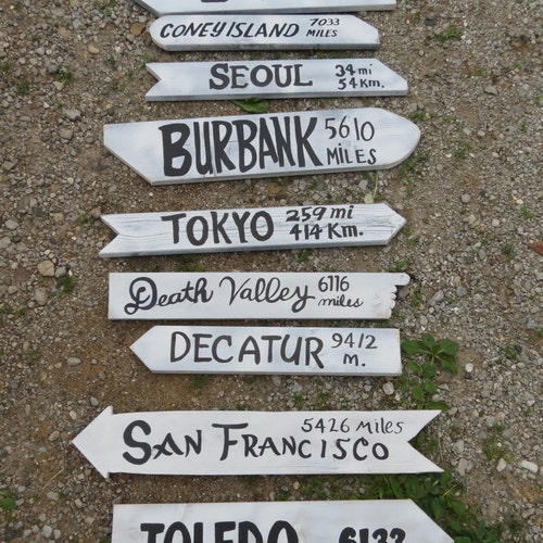 6 Hand Painted Wood Directional Signs Destination Sign Arrow - Etsy