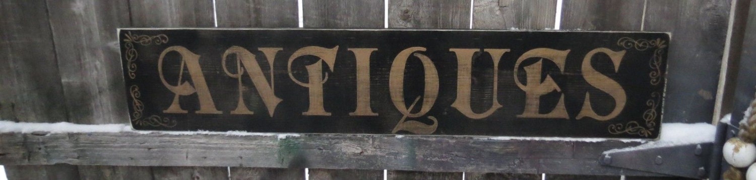 Hand Painted Rustic ANTIQUES Wood Sign Primitive Vintage Look | Etsy