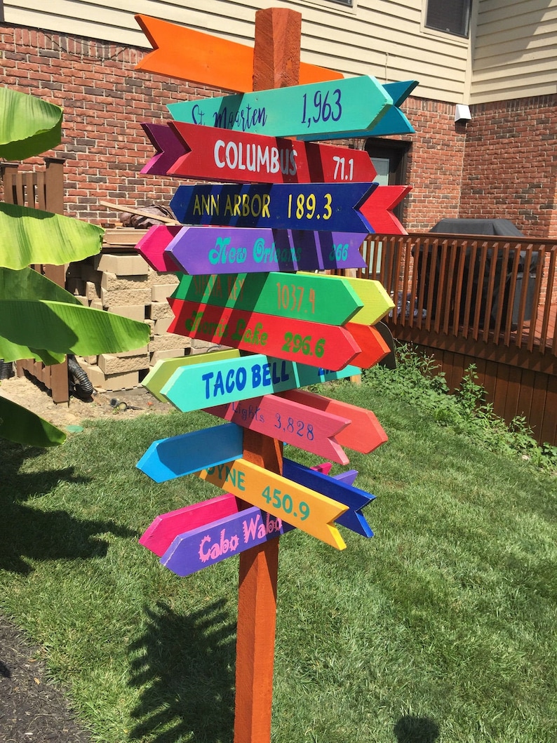 6 Destination Arrows Hand Painted Wood Directional Signs 24 X - Etsy