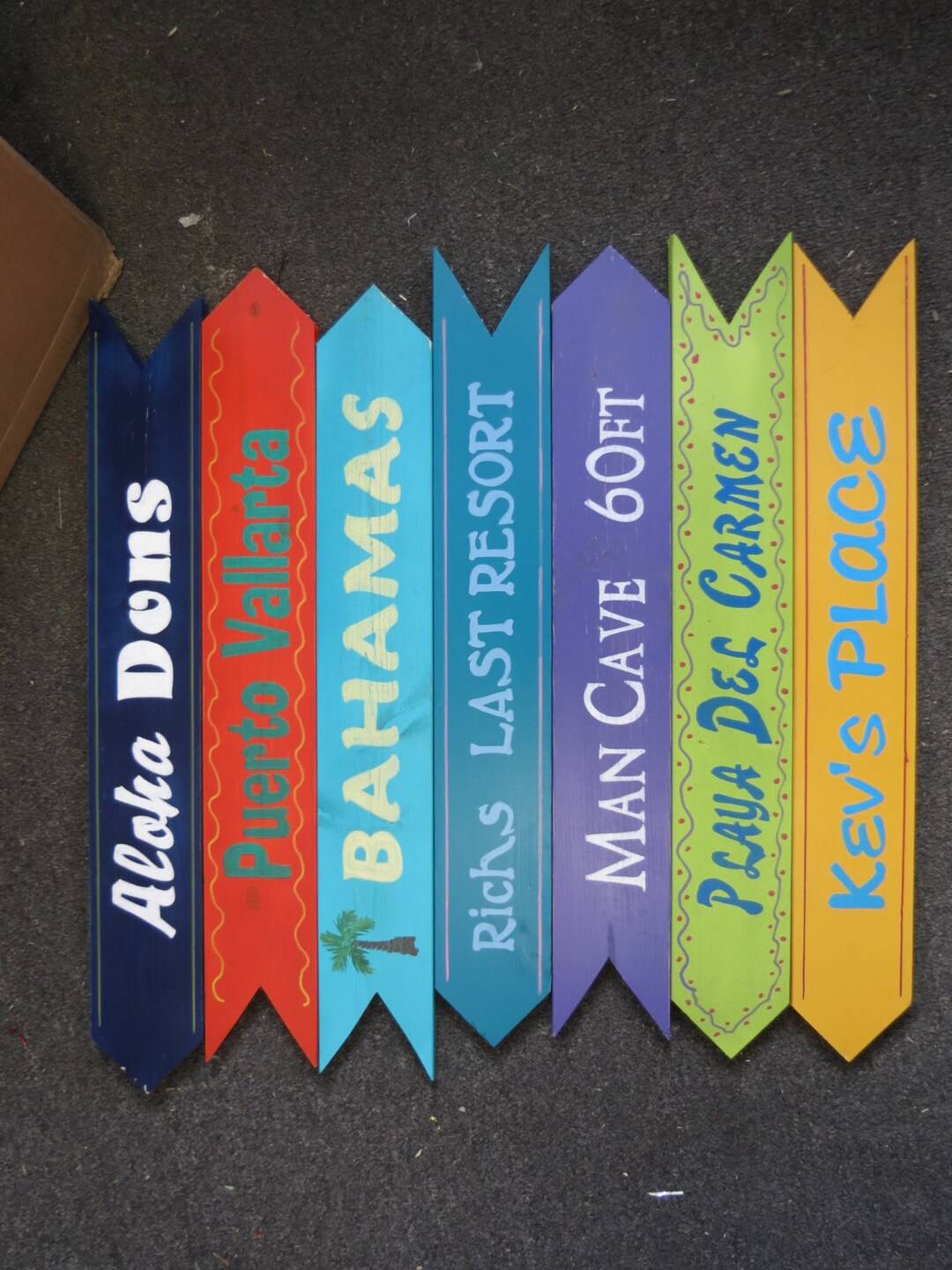 2 Hand Painted & Cut Wood Directional Sign 24 X 3 1/2 Arrow Sign Custom ...