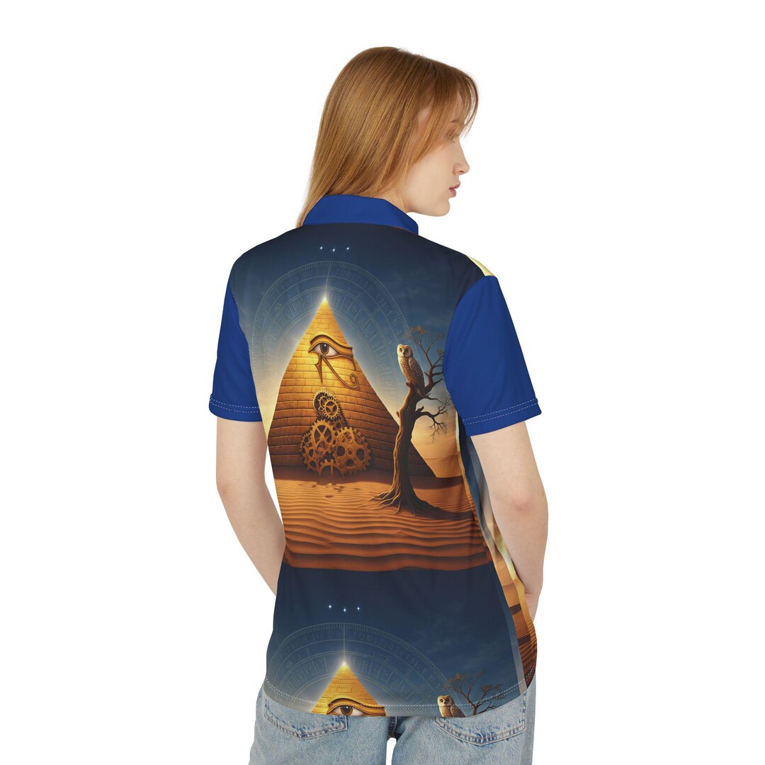 Egyptian and Esoteric Symbols Polo Shirt, Pyramids and Owl Wisdom ...