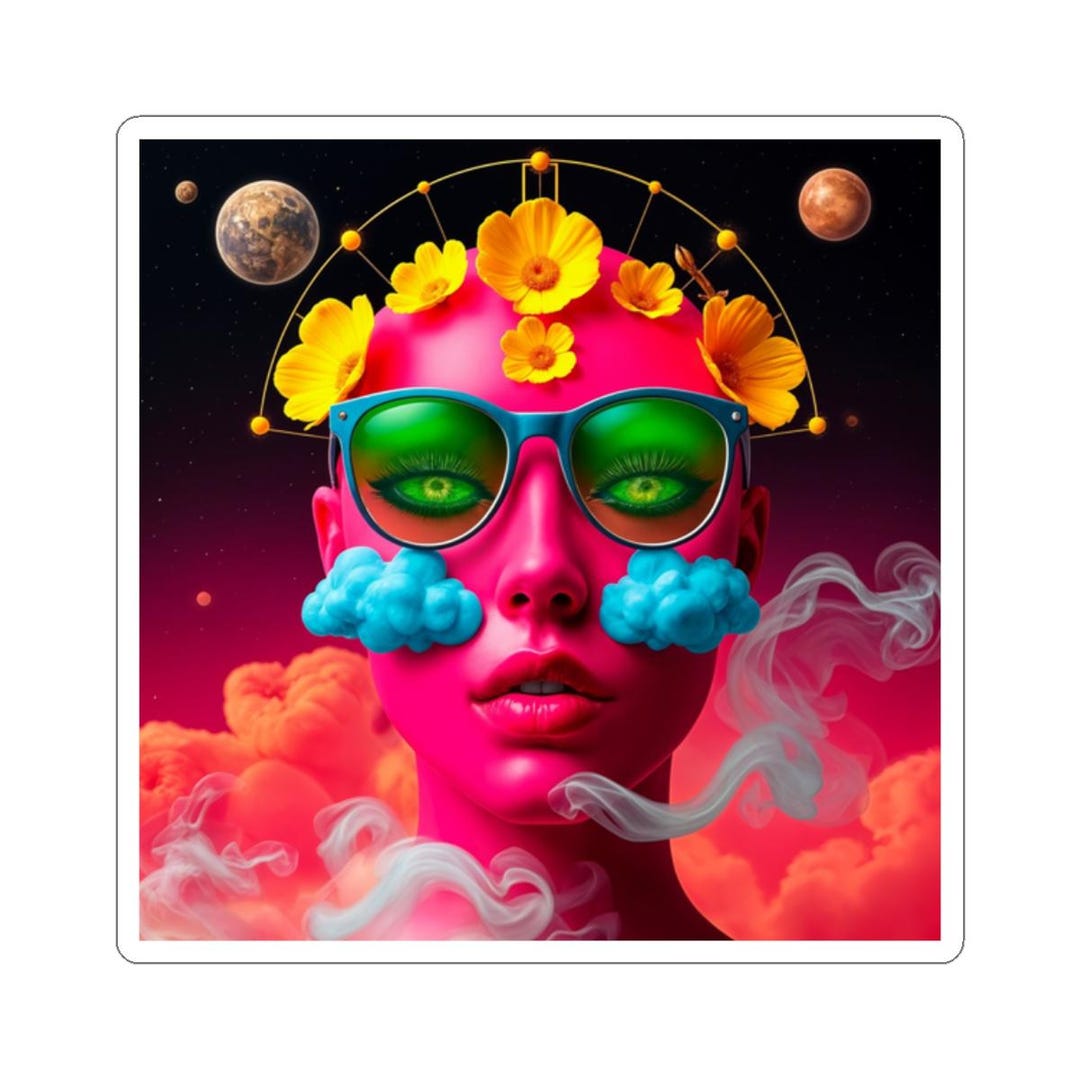 Clouds Glasses Face Astrology Red Eyes Smoke Stickers, Decals, Laptop ...