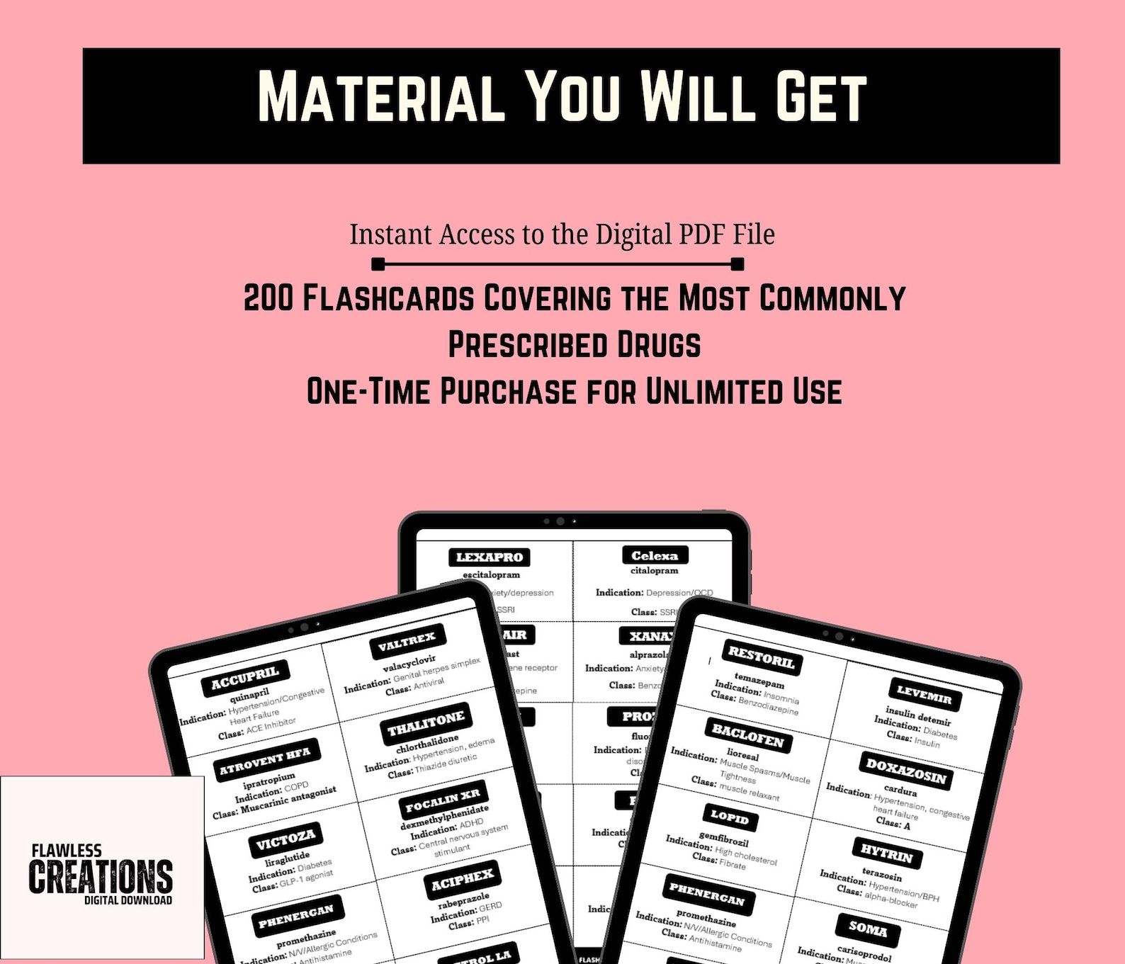 Top 200 Drugs Flashcards| for NCLEX Nursing,pharmacy,and PTCB Exam ...