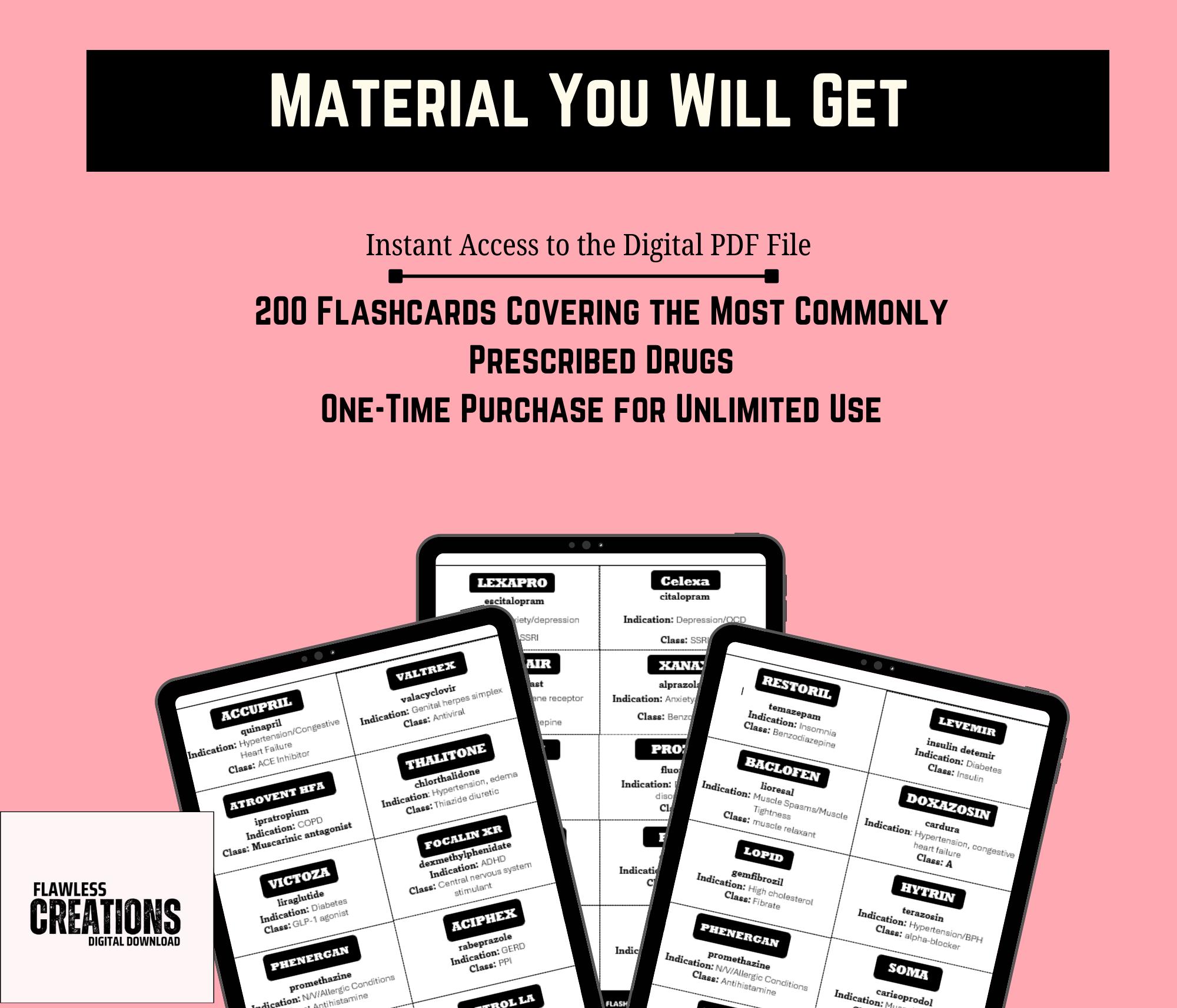 Top 200 Drugs Flashcards| for NCLEX Nursing,pharmacy,and PTCB Exam ...