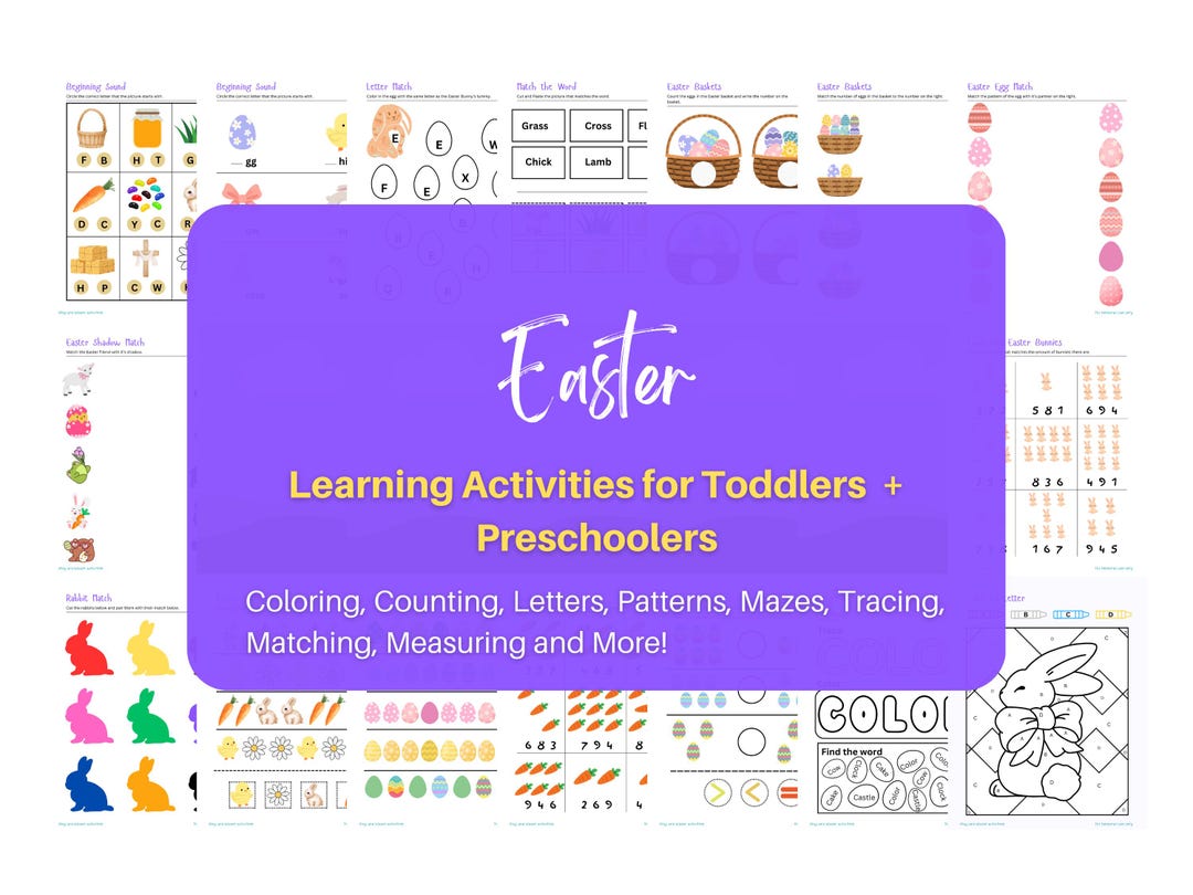 Easter Activity Pack - Digital Preschool Printables - Tracing, Numbers ...