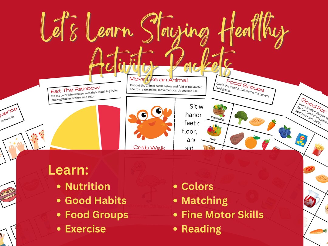 Staying Healthy Activity Packet for Kids - Nutrition, Body Parts ...