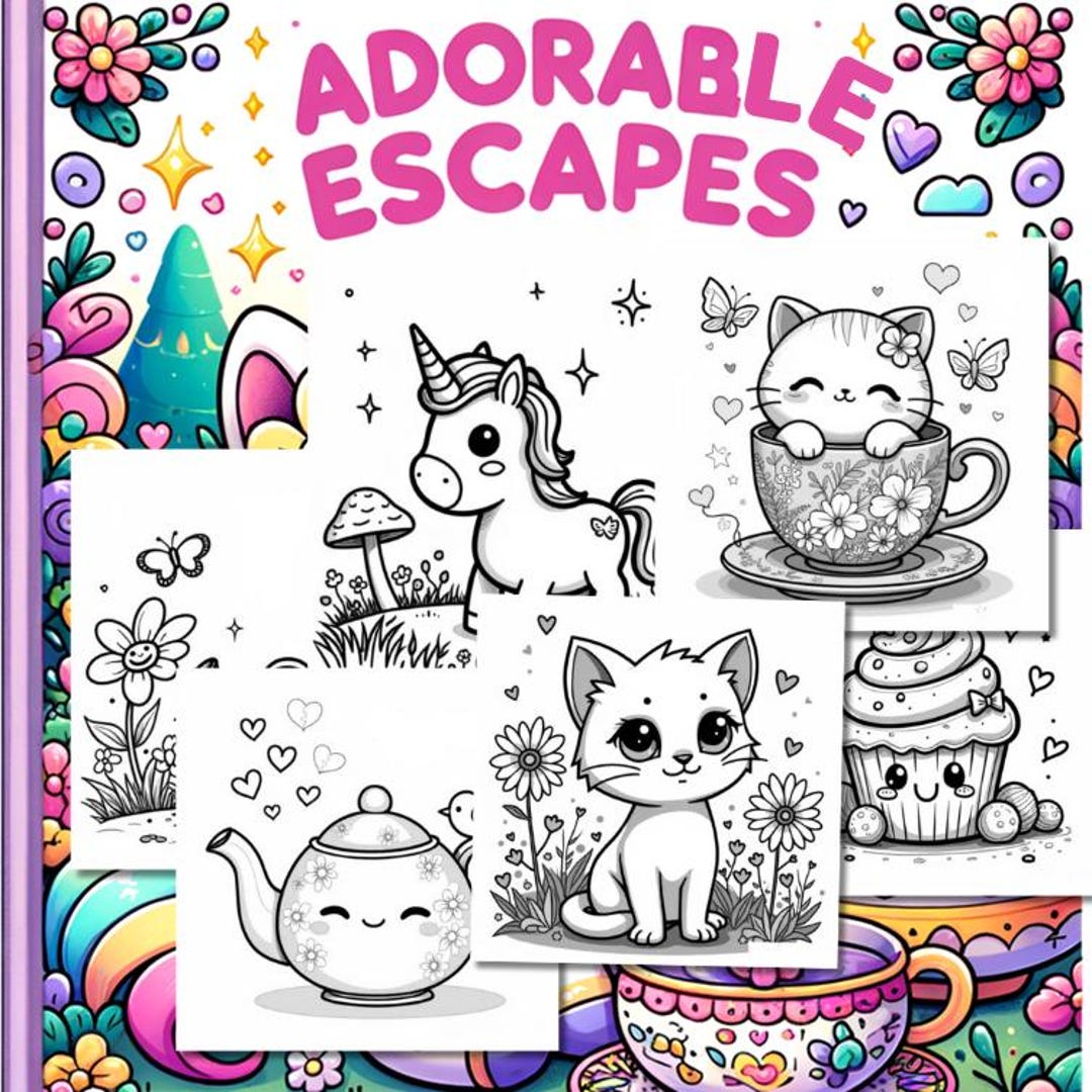 Kawaii Coloring Pages - Perfect for Relaxation and Creativity - Etsy