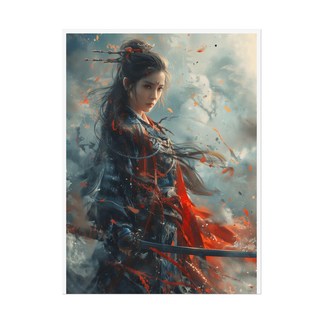 Rolled Posters, Mulan, Samuria, Japan, Sakura, Fighter, Strong, Katana ...