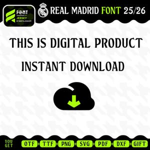 Real Madrid Font 2024-2025 Jersey Font and Vector, Digital Download ...