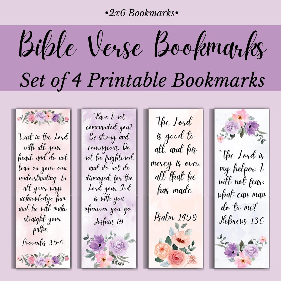 Printable Bible Verse Bookmark, Scripture Bookmarks, Floral Watercolor ...