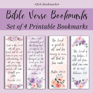 Printable Bible Verse Bookmark, Scripture Bookmarks, Floral Watercolor ...
