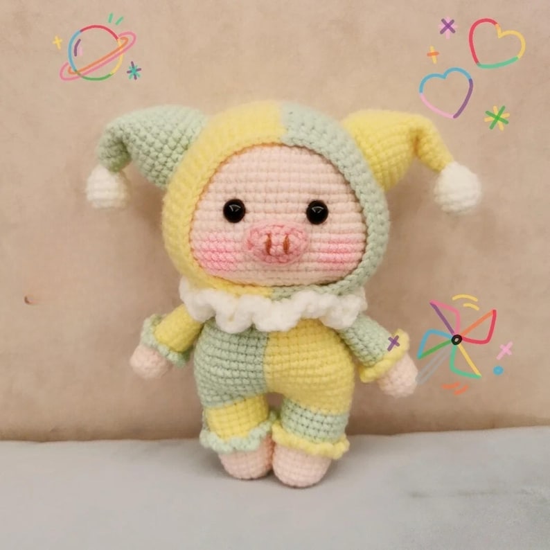 The Harley Quinn Pig , Comic Version Crochet Pattern , Amigurumi Doll ...