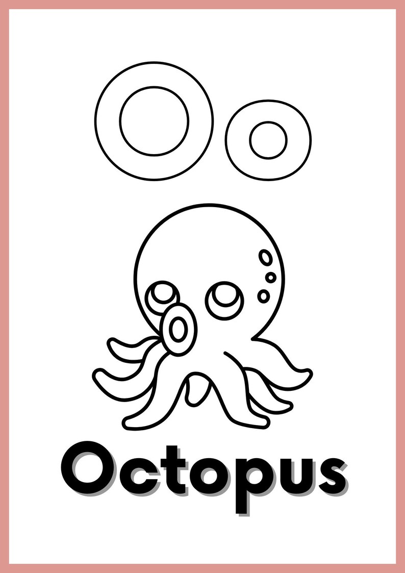 Pink-white Simple Alphabet Coloring Book - Etsy