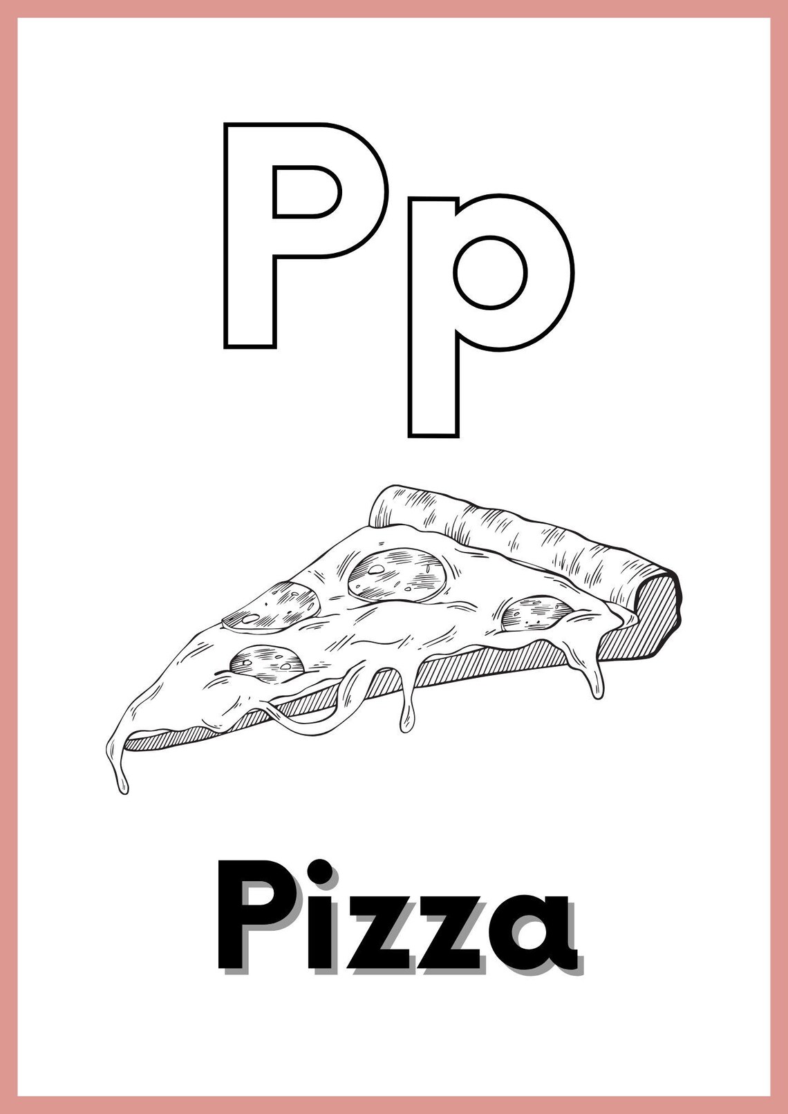 Pink-white Simple Alphabet Coloring Book - Etsy