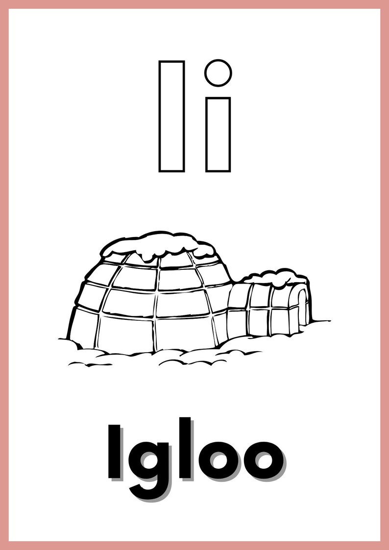 Pink-white Simple Alphabet Coloring Book - Etsy