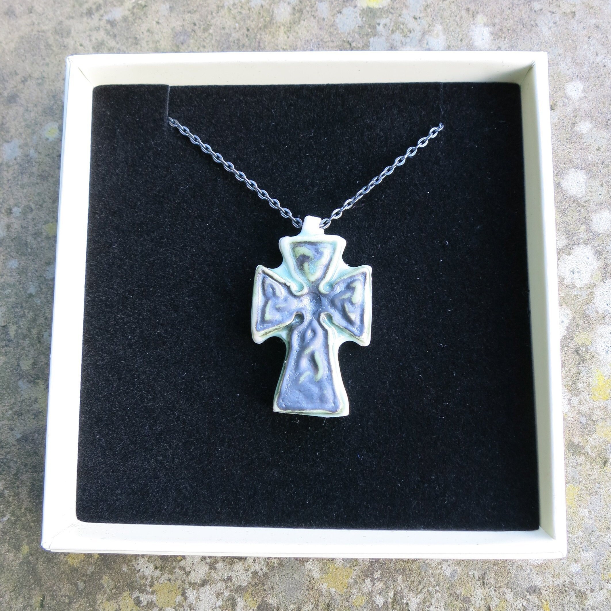 Gothic Porcelain Celtic Cross Pendant Necklace With Copper - Etsy UK