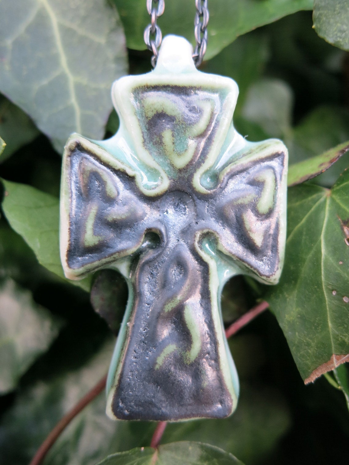Gothic Porcelain Celtic Cross Pendant Necklace With Copper - Etsy UK