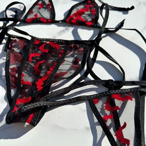 Extreme Micro Bikini Scrunch Butt Set Red Bats Completely See Through ...
