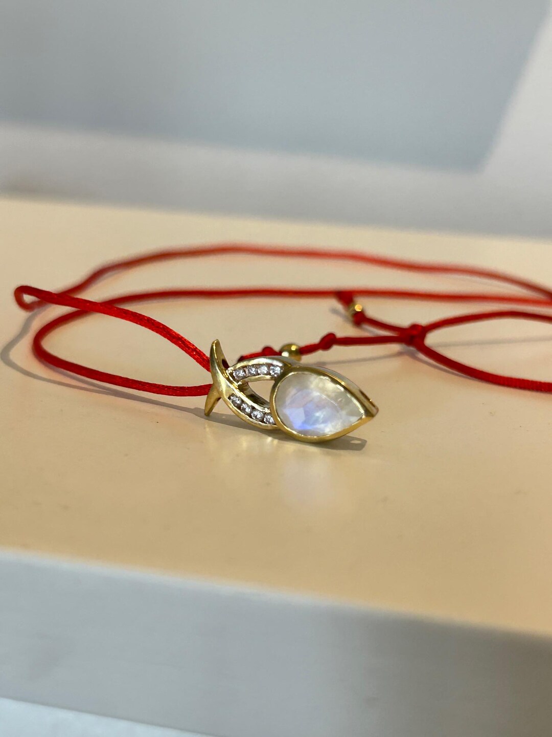 Real Diamonds, Kabbalah Red String Necklace With 14k Solid Gold Fish ...