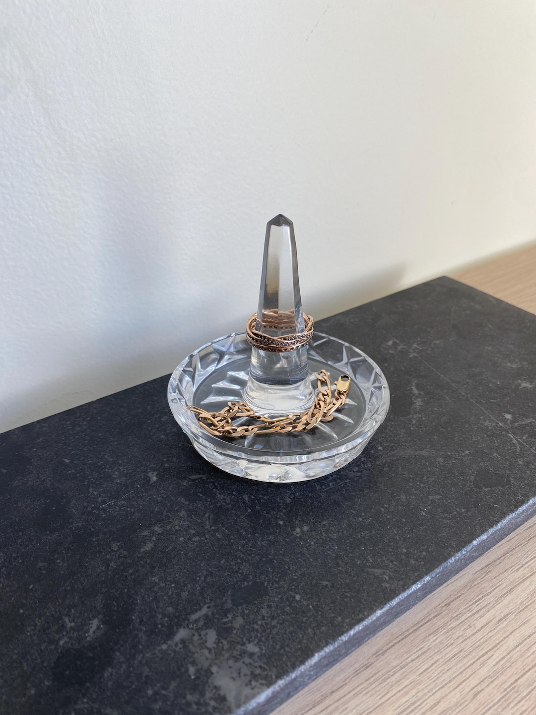 Vintage Crystal Glass Ring Holder Stand European 1960s Elegant ...