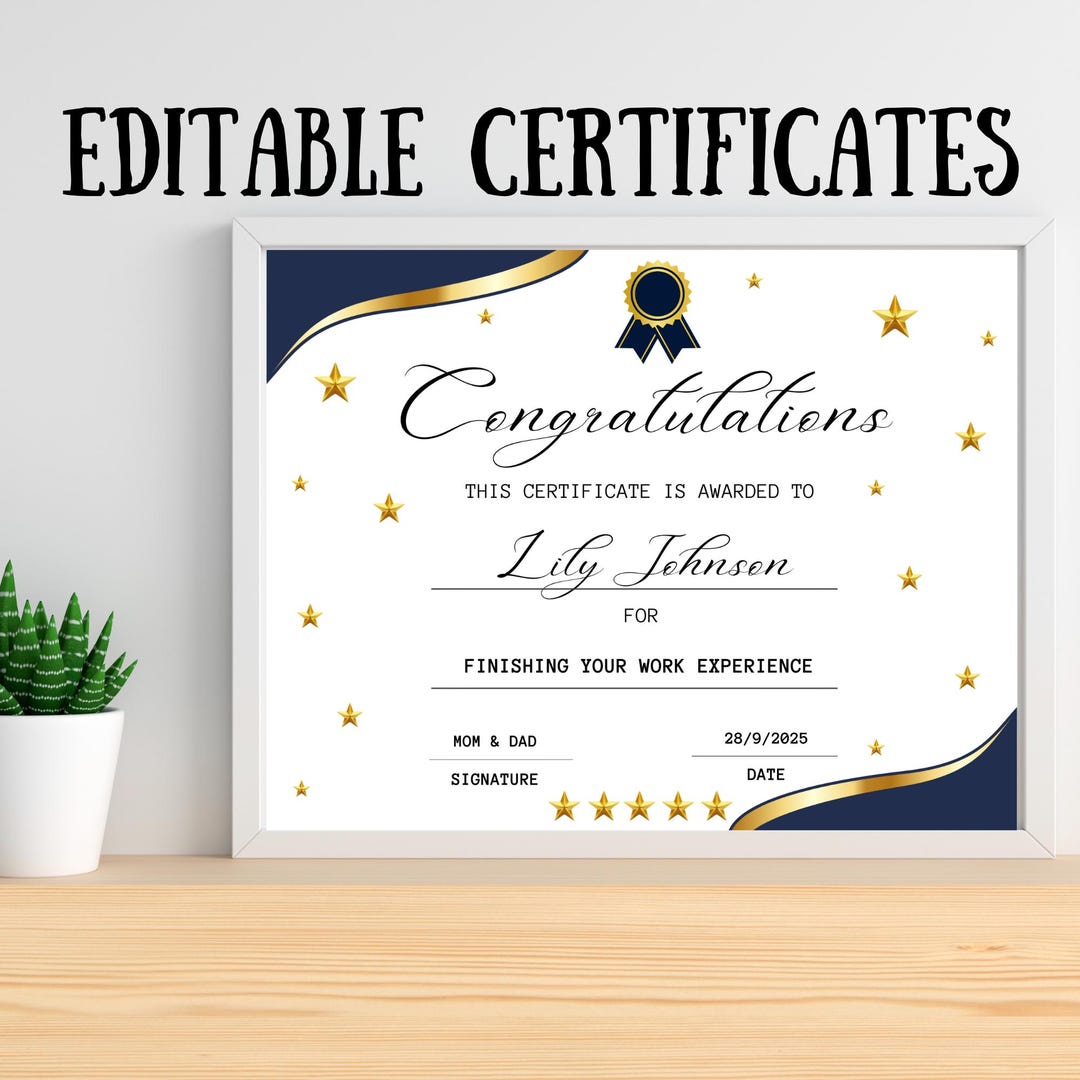 Congratulations Certificate Personalised Well Done Award Children's ...