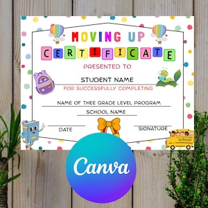 Editable Moving up Certificate, Preschool Graduation Certificate ...