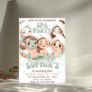 Girl Party Spa Party Invitation, Spa Girls Birthday Invitation, Tween ...