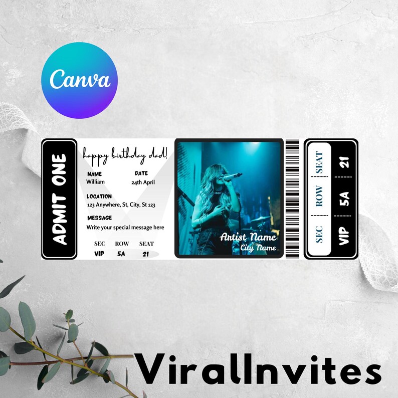 Editable Concert Ticket Template: Custom Event Invitation (digital ...