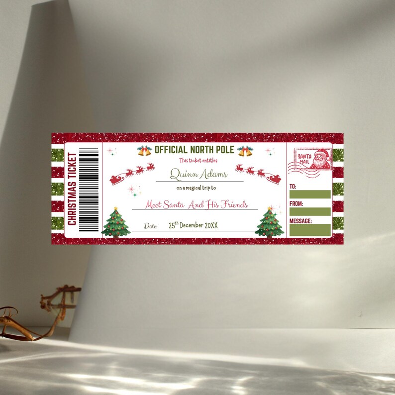Editable Santa Grotto Ticket, Christmas North Pole Experience, Meet ...